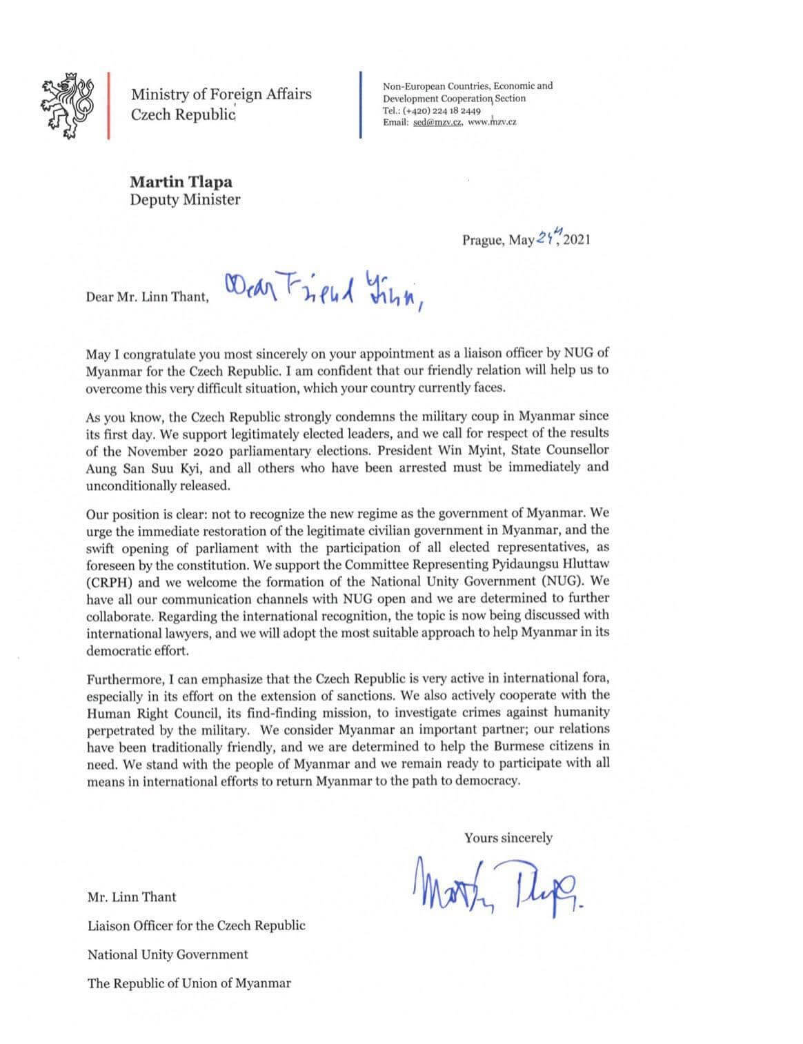 H.E. Mr. Martin Tlapa, Deputy Foreign Minister of the Czech Republic ...